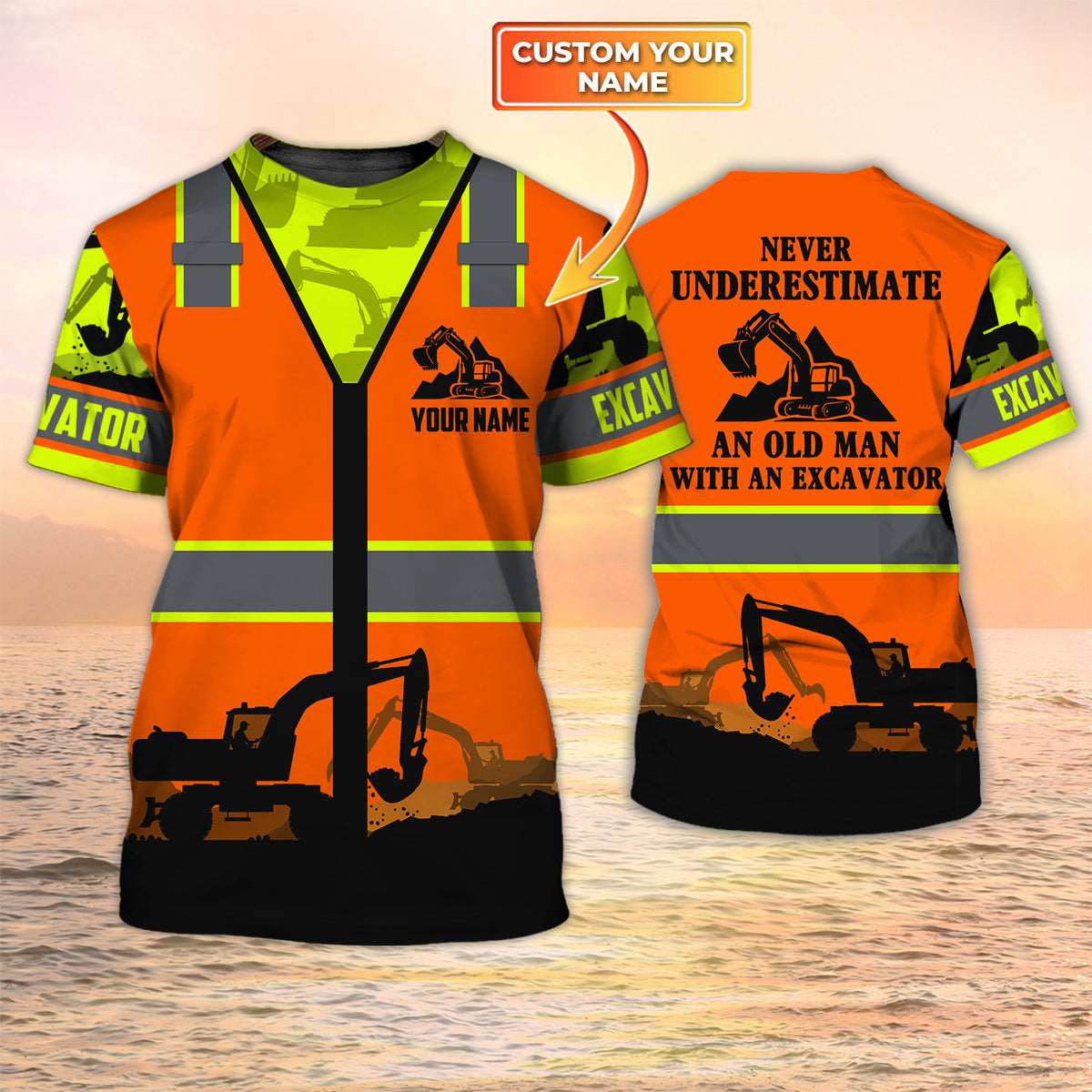 Premium Personalized 3D Printed Excavator Operator Tshirt – Trends ...