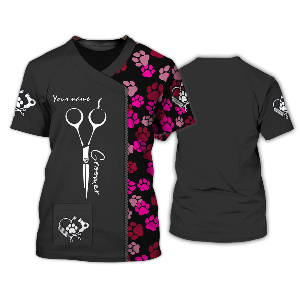 Latest Dog Groomer Pesonalized Shirt Grooming Uniform T-Shirt [ Non Wo ...