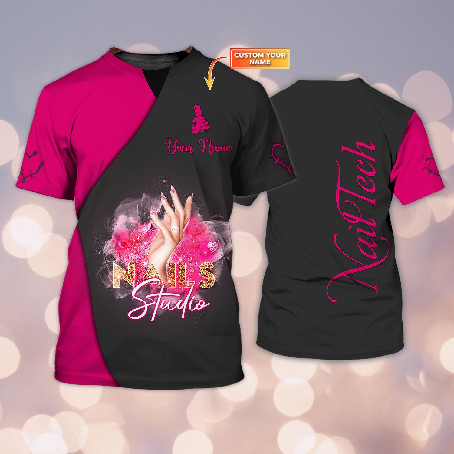 Latest Nail Artist T shirt KIMONO MIX Custom Nail Salon Uniform Manicu ...