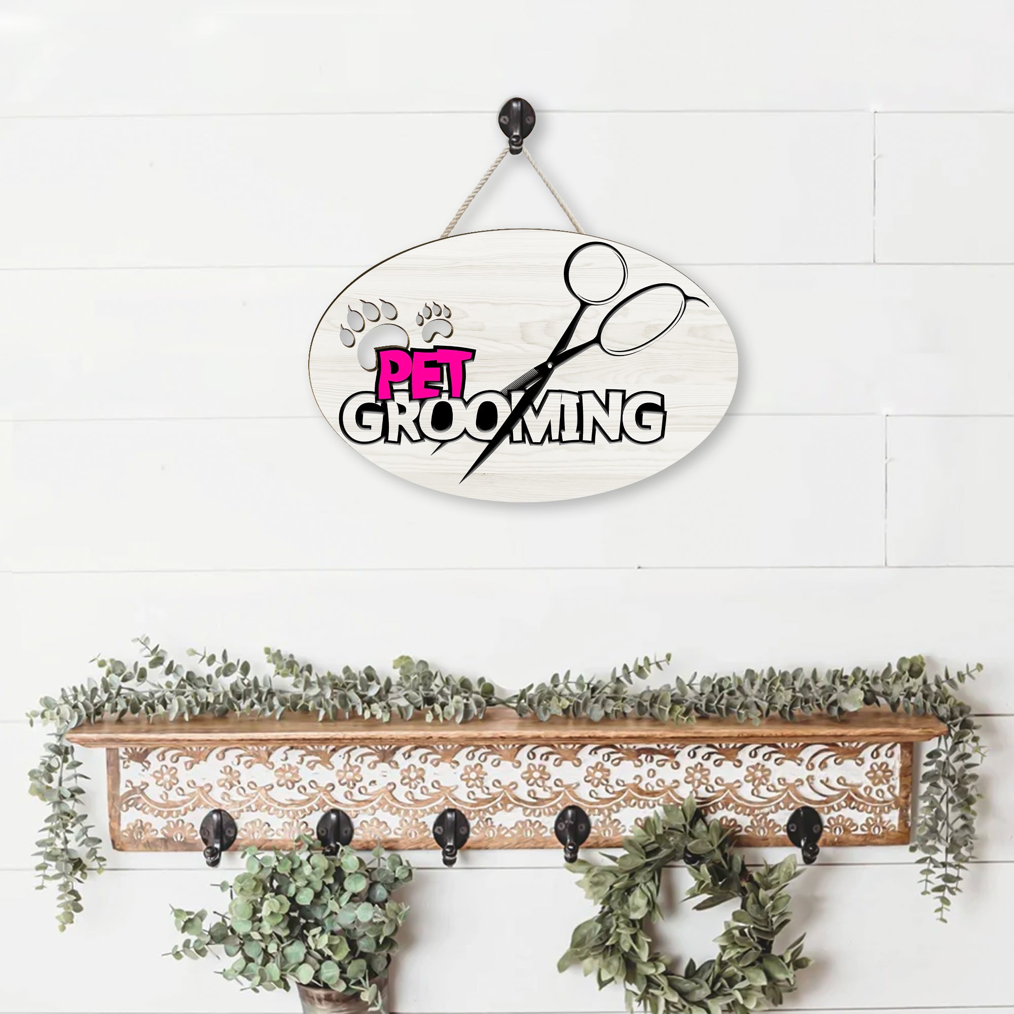 PET GROOMING WOODEN SIGN- CUSTOM SHAPED WOODEN SIGN – Trends Personalized