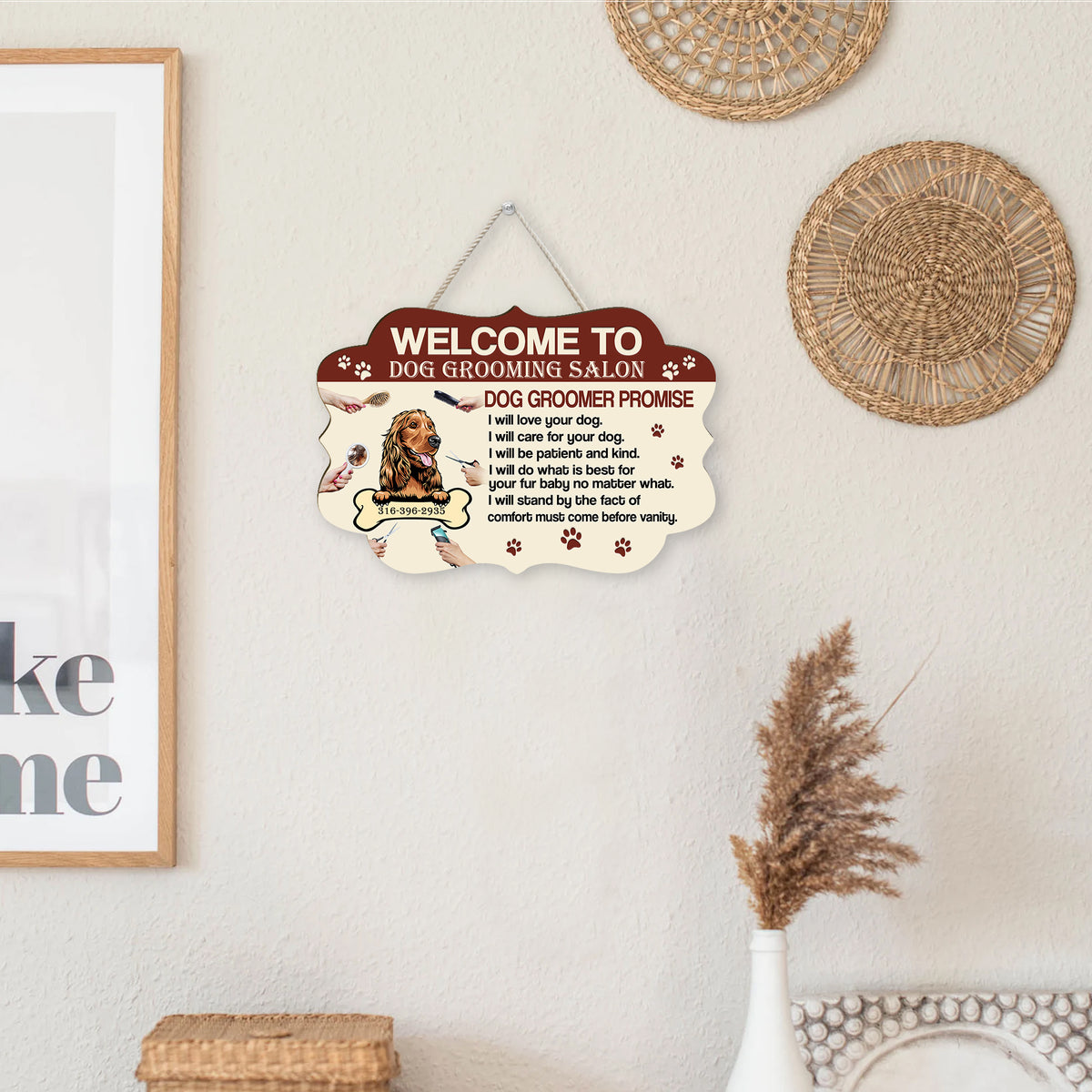 CUSTOM SHAPED WOODEN SIGN – WELCOME TO DOG GROOMING SALON WOODEN SIGN ...