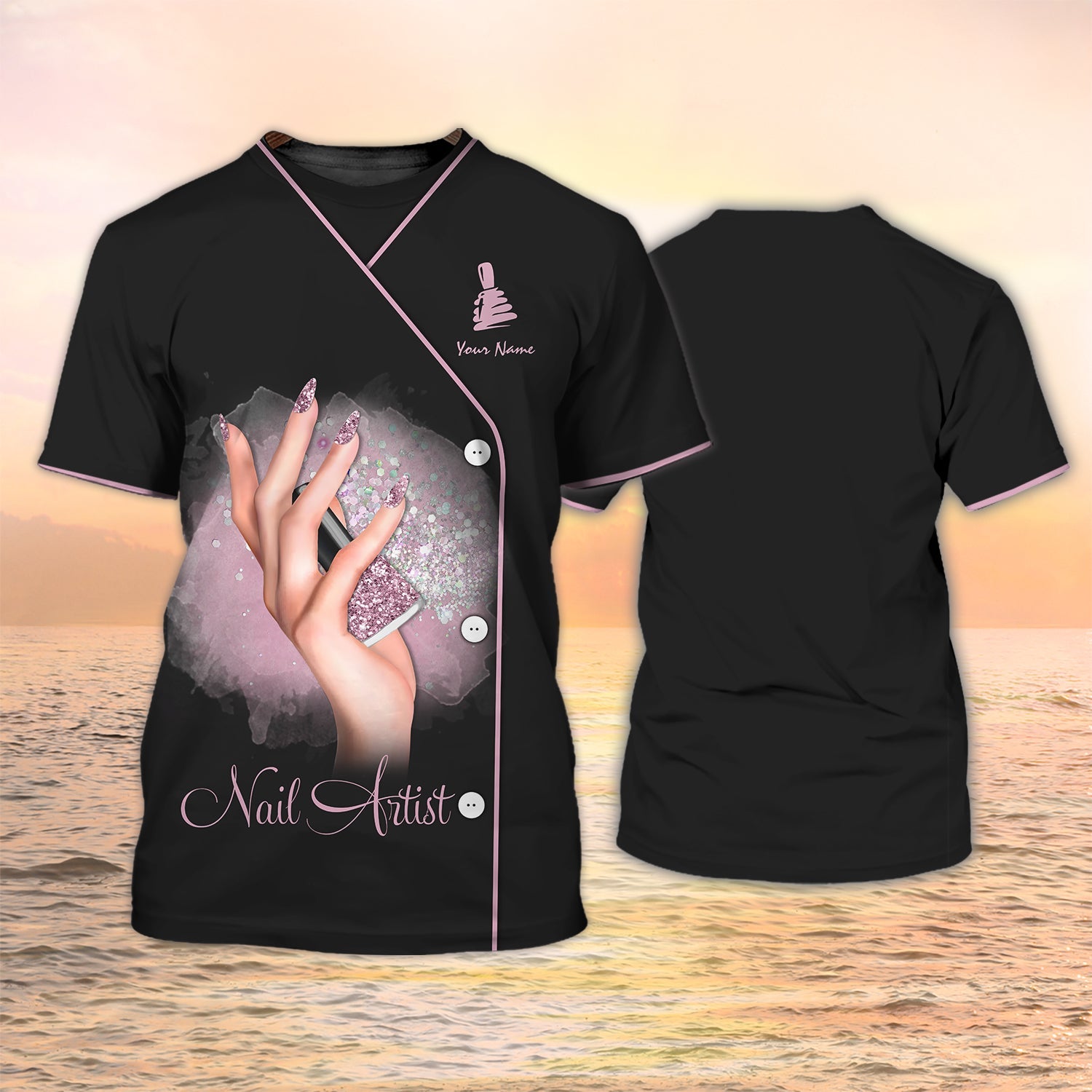 Nail Artist T shirt Custom Nail Salon Uniform Manicurist Gift [Non Wor ...