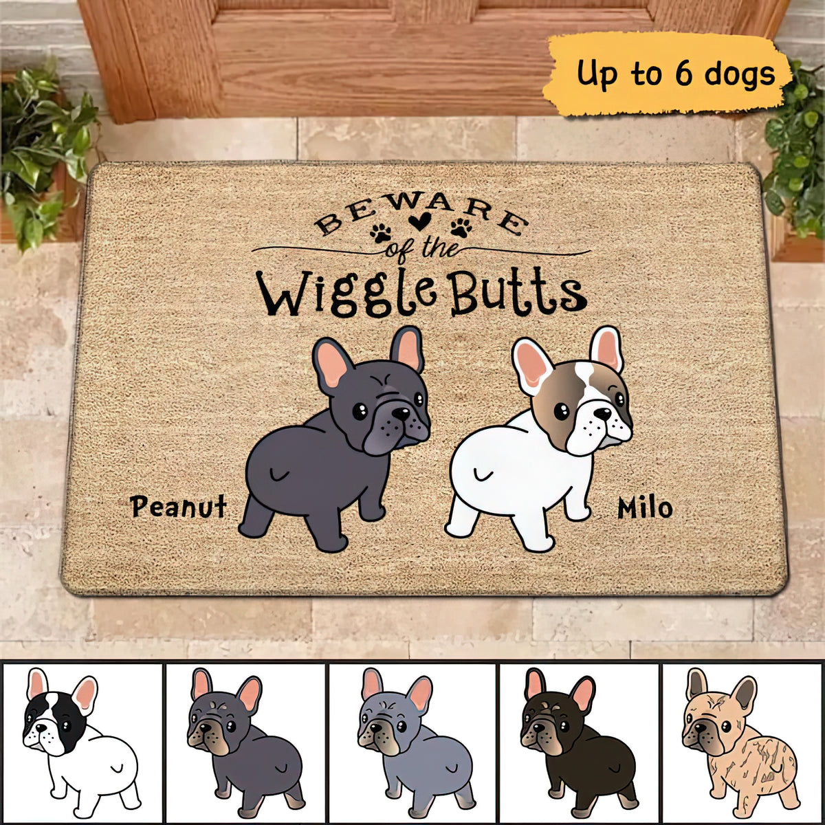 Frenchie Wiggle Butt Club Dog Personalized Doormat – Trends Personalized