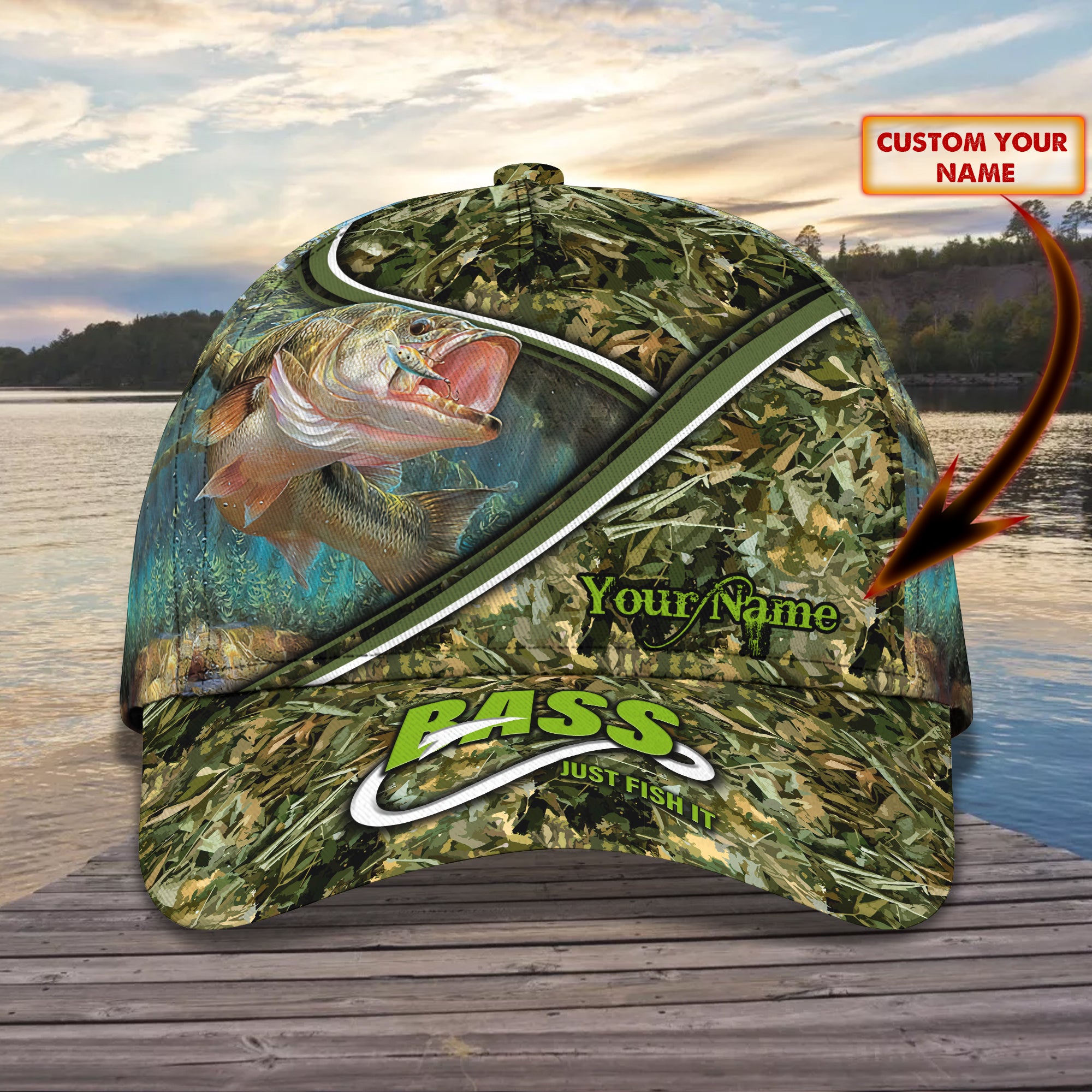 Bass Just Fish It 02 - Personalized Name Cap – Trends Personalized