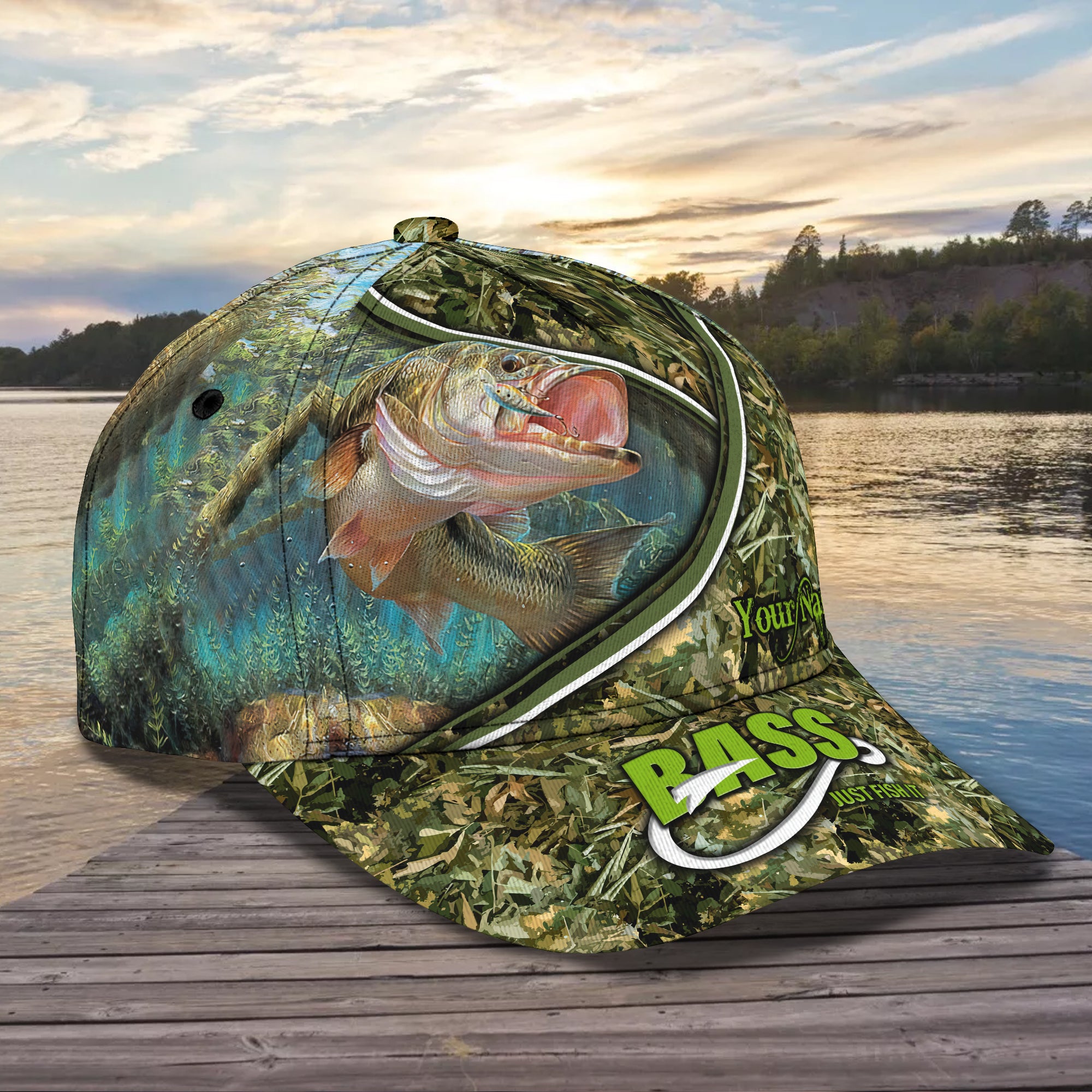 Bass Just Fish It 02 - Personalized Name Cap – Trends Personalized