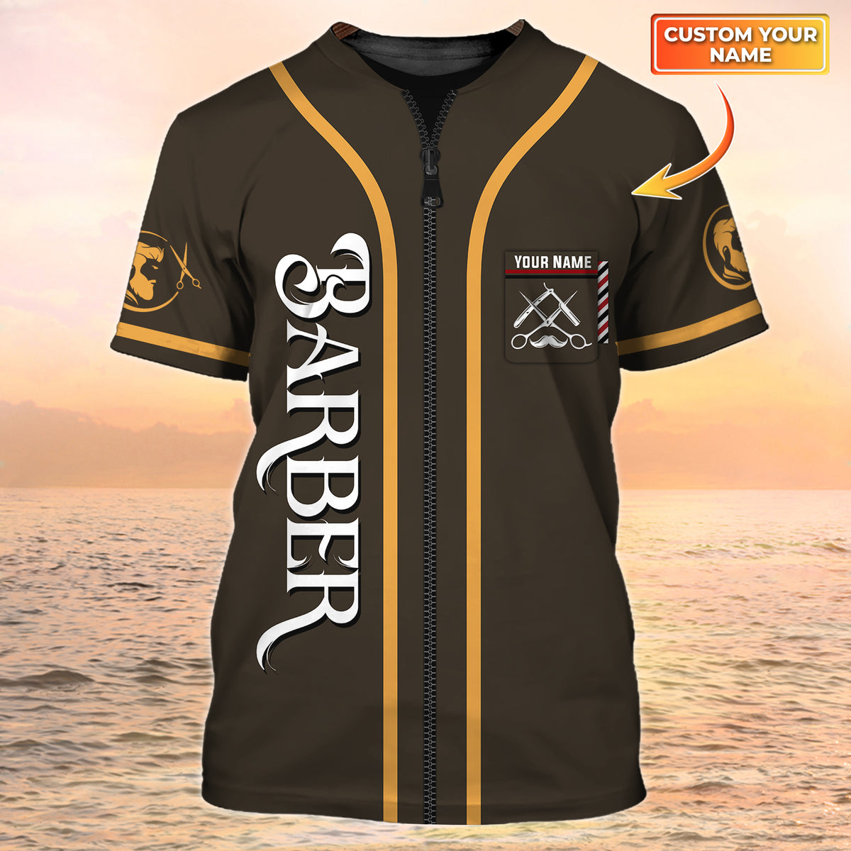 Barber Clothing Barber Tshirt Barber Shop Uniform Brown Gift For Men ...