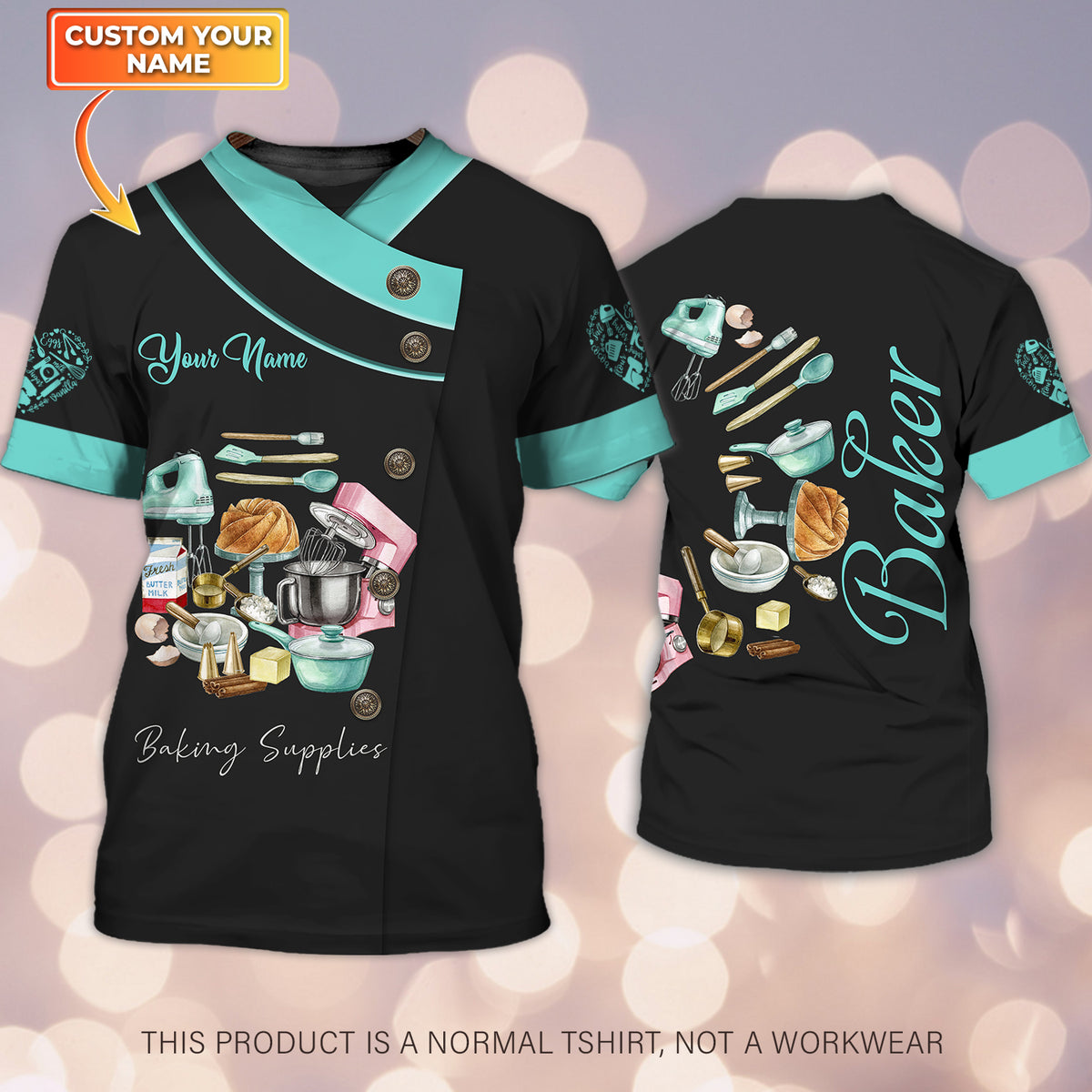 Baking Supplies, Baker, Bakery Chef, Personalized Name 3D Tshirt (Non ...