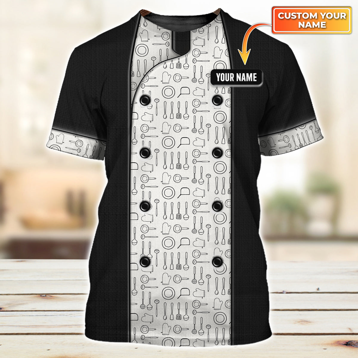 Chef Cook Black And White Personalized Name 3D Tshirt For MasterChef N ...