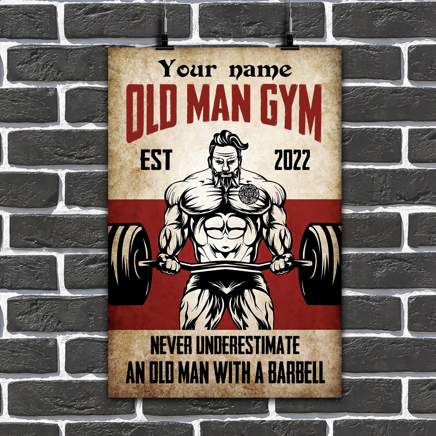 Old Man Gym - Personalized Poster- Gift For Gymer - Old Man Lifting ...