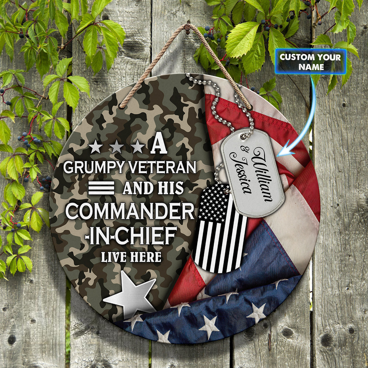 Custom Wooden Sign - A Grumpy Veteran And His Commander- Boom – Trends ...